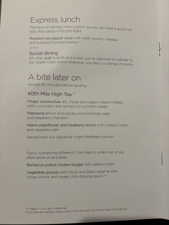 Virgin upper class food between meals? - theDIBB