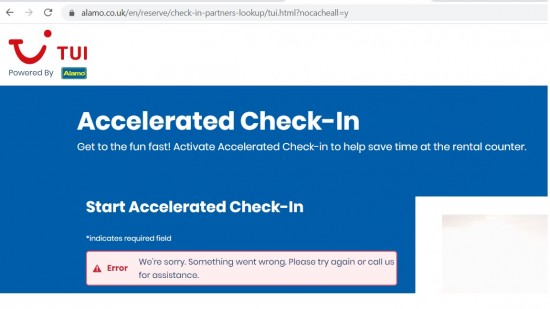 Alamo - Accelerated Check-In - TUI - Unable to log in - theDIBB