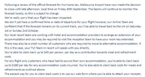 TUI Hurricane compensation - theDIBB